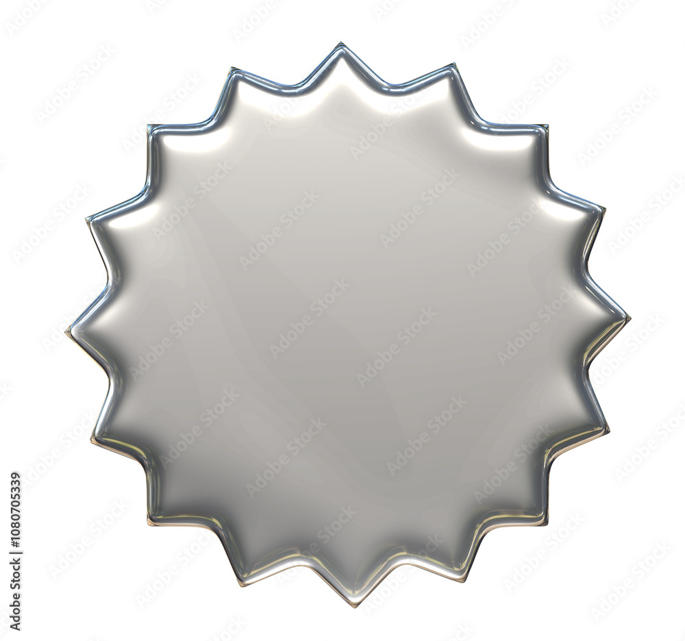 Silver star sticker empty 3d isolated on png transparent background ...