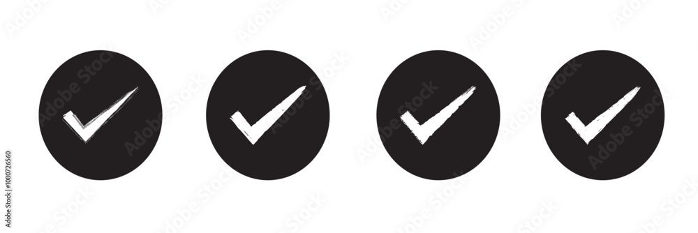 Check box icon with correct, accept checkmark icons tick box checked. Check mark icon symbols ...