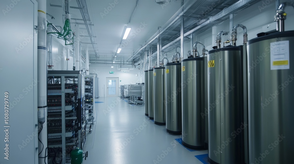 High-tech server room using hydrogen cooling, ensuring reliability with ...