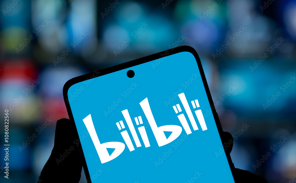 Dhaka, Bangladesh- 09 Nov 2024: bilibili logo is displayed on smartphone. Bilibili is a video ...