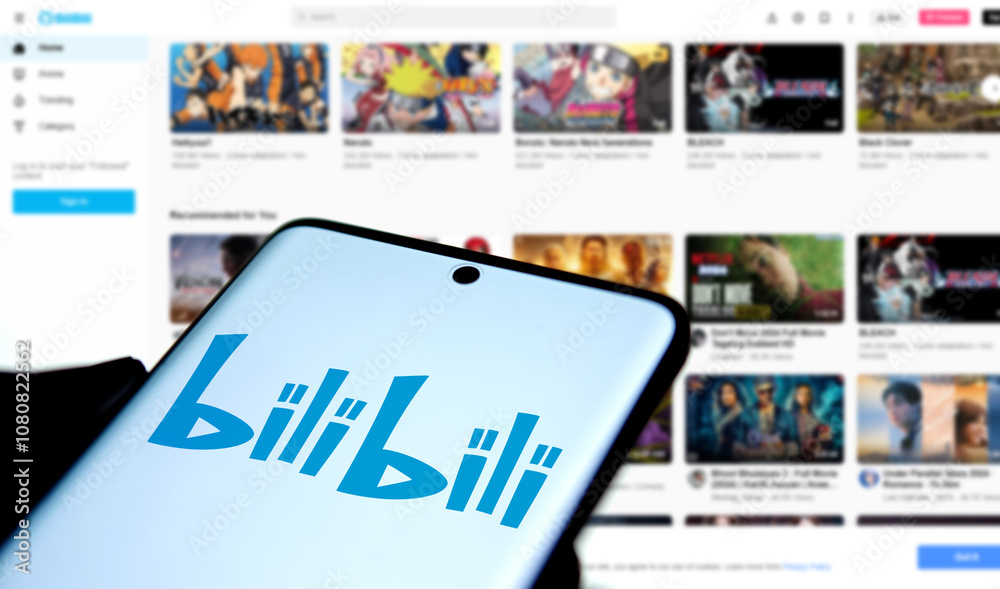 Dhaka, Bangladesh- 09 Nov 2024: bilibili logo is displayed on smartphone. Bilibili is a video ...