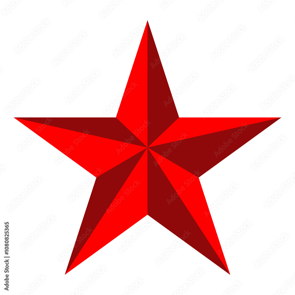 Red star 3d icon with shadow on Vector illustration Stock Illustration ...