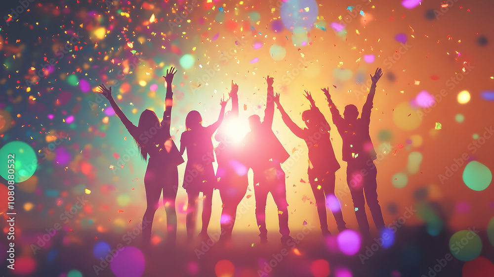 Stock-Illustration „un fondo con siluetas de personas levantando las ...