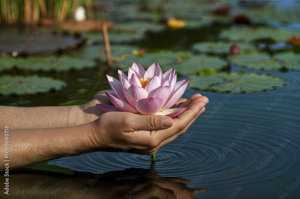 Blossoming Lotus in Hands: A Symbol of Self-Care and Personal Growth ...