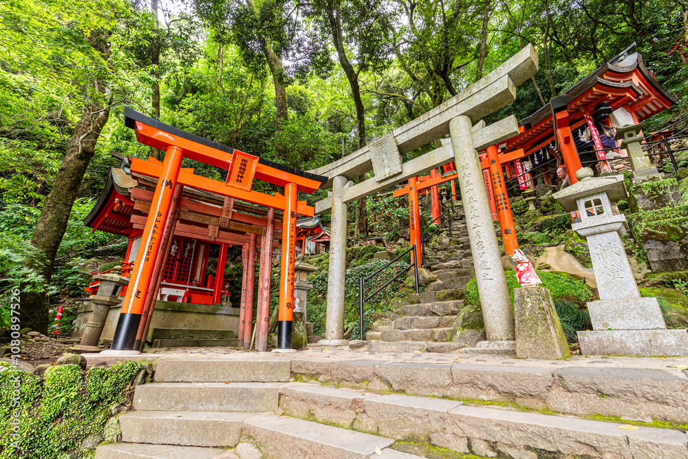 Red Tori gate in Yutoku Inari Shrine, famous shrine dedicated to Inari ...