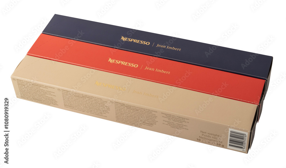 Nespresso coffee capsule packages, Jean Imbert. Produits Nestle ...