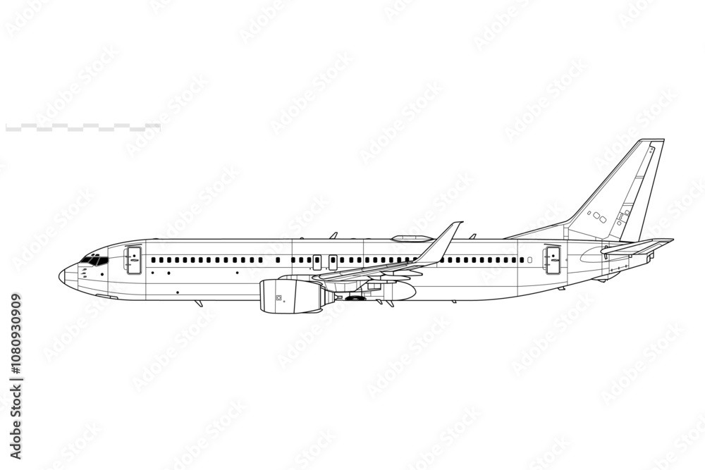 Boeing 737-800 Next Generation. Vector drawing of narrow-body jet ...