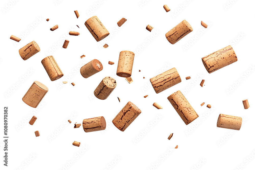 Flying Wine Corks Falling Isolated on transparent Background Stock ...