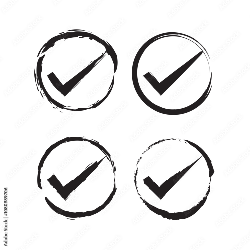 Black check mark icon set, Tick symbol in black color vector ...