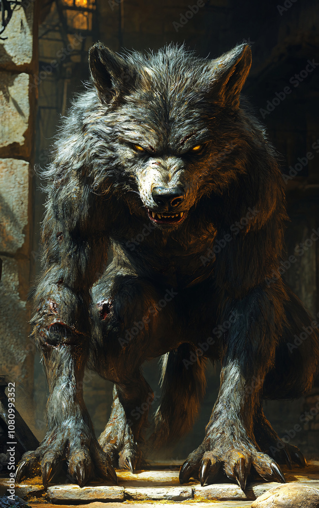Adolescent Werewolf with Gaunt and Lanky Build in a Dark Fantasy ...