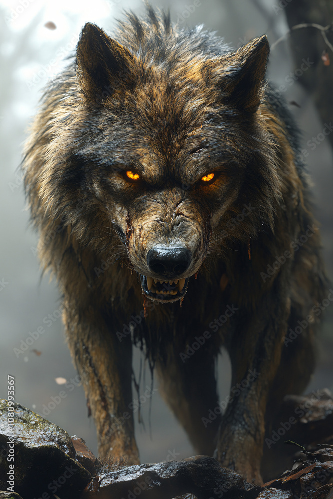 Adolescent Werewolf with Gaunt and Lanky Build in a Dark Fantasy Setting, Capturing Intensity ...