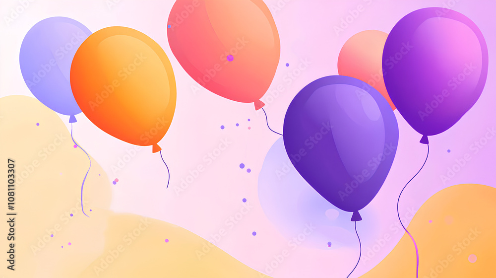 balloons, cute kids background, illustration, happy birthday card Stock ...