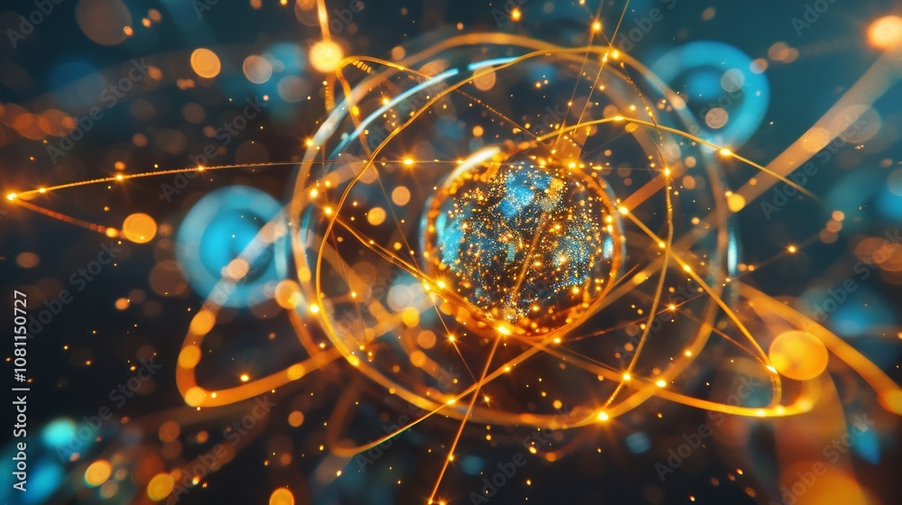 Detailed visualization of electrons transitioning between atomic energy ...