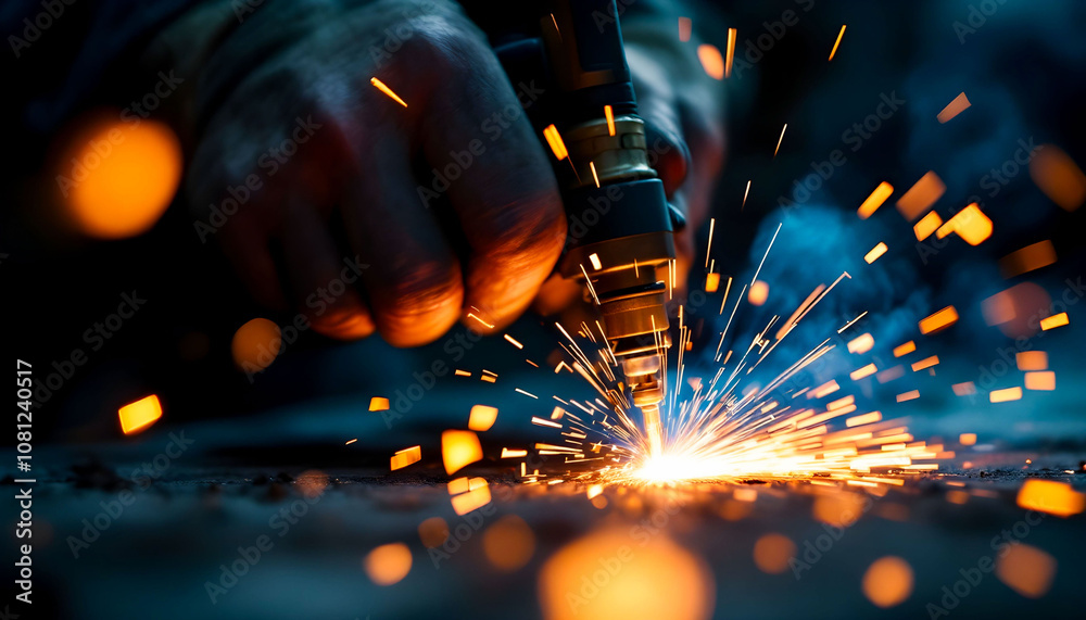 Hands fastening screws with industrial tools, demonstrating precision ...