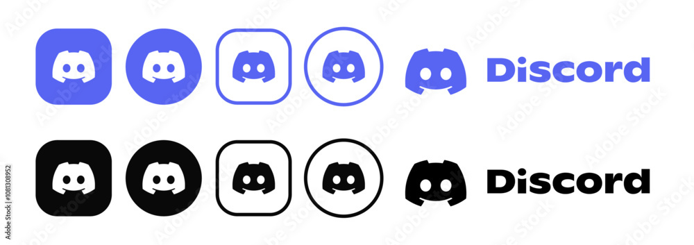 Discord vector logo icon set. Discord logo transparent png. Stock ...