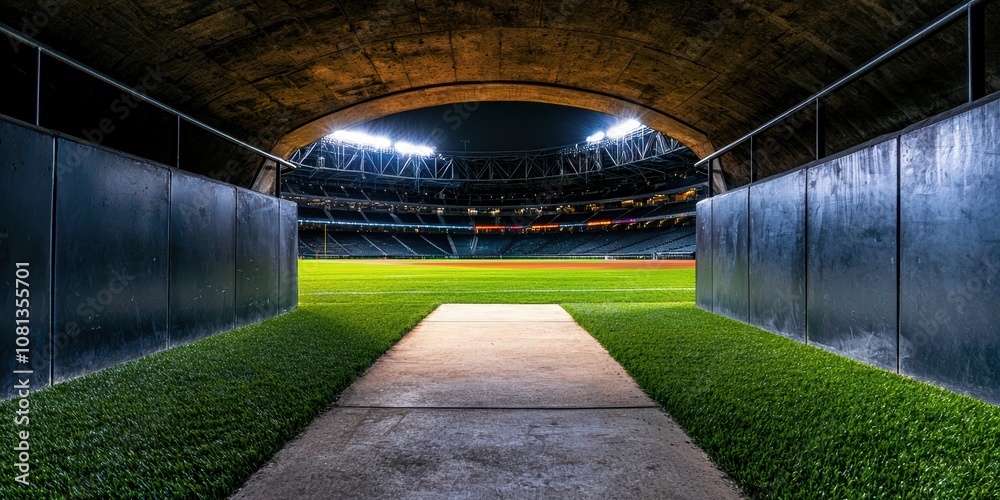 Players entering the stadium through the tunnel baseball field sports ...