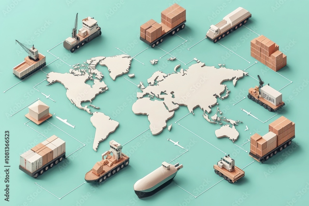 Global transport network illustration world map infographic digital ...