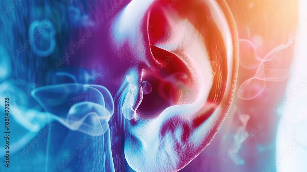 Ilustración de Stock Otitis Media Scene - Earache, Redness, and Fluid ...