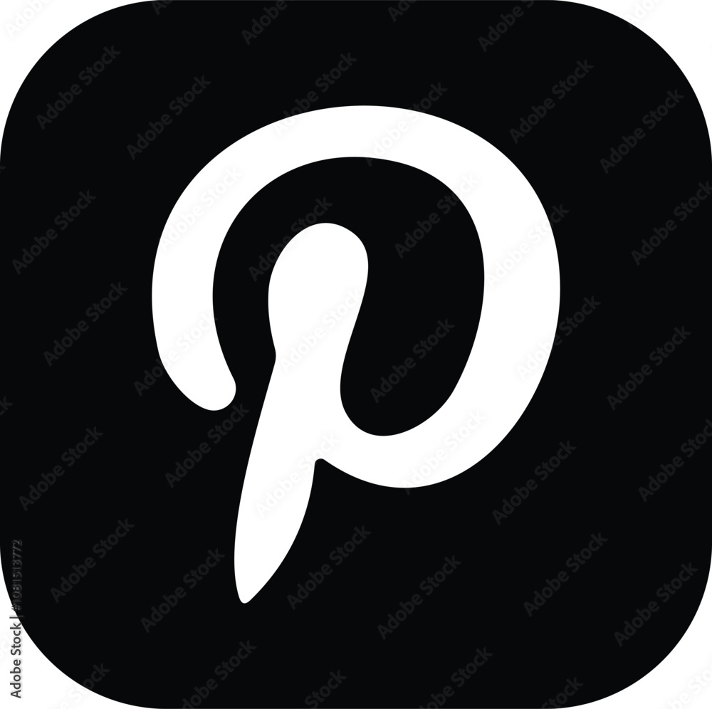 Pinterest mobile app logo icon. Pinterest social media sign symbol ...