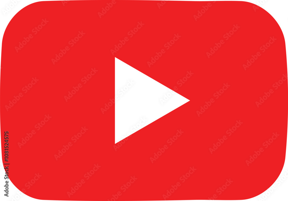 Red YouTube logo on a transparent background. Realistic social media ...