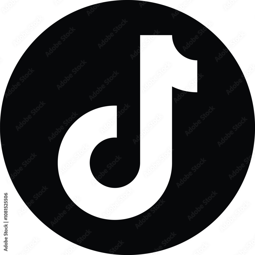 Tiktok logo. Realistic social media icon logotype. Tik Tok flat Icon template black color ...