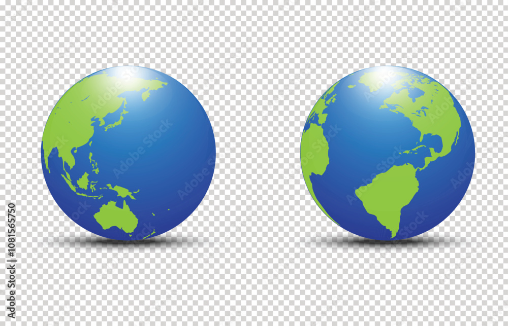 World map green isolated on transparent background. Flat earth map ...