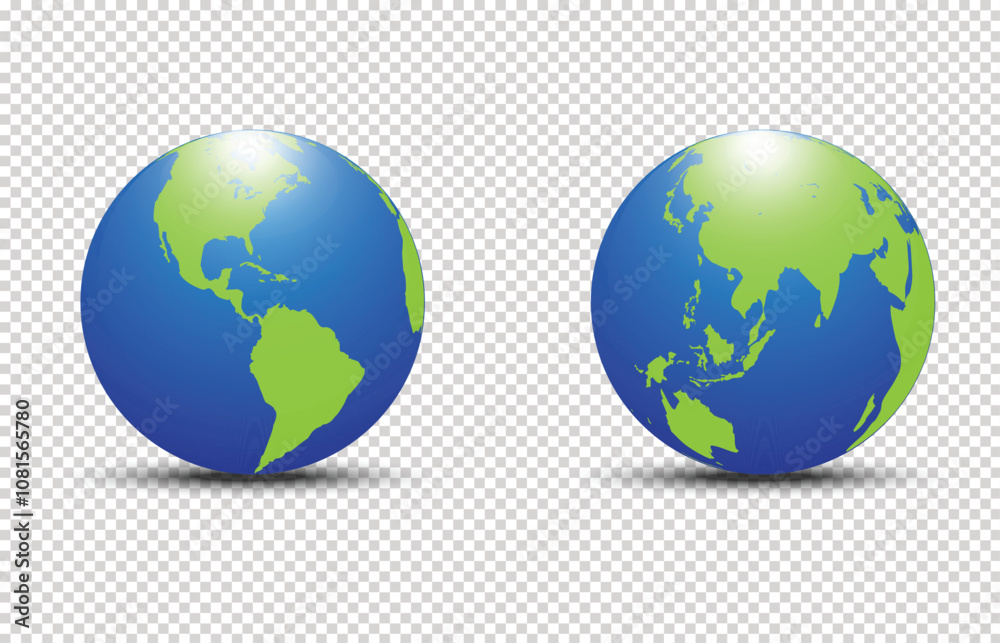 World map green isolated on transparent background. Flat earth map ...
