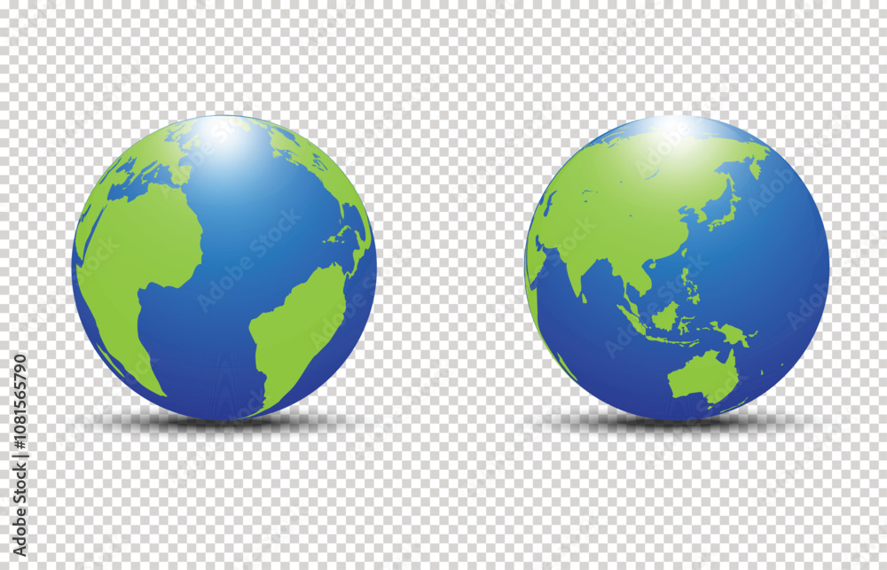 World map green isolated on transparent background. Flat earth map ...