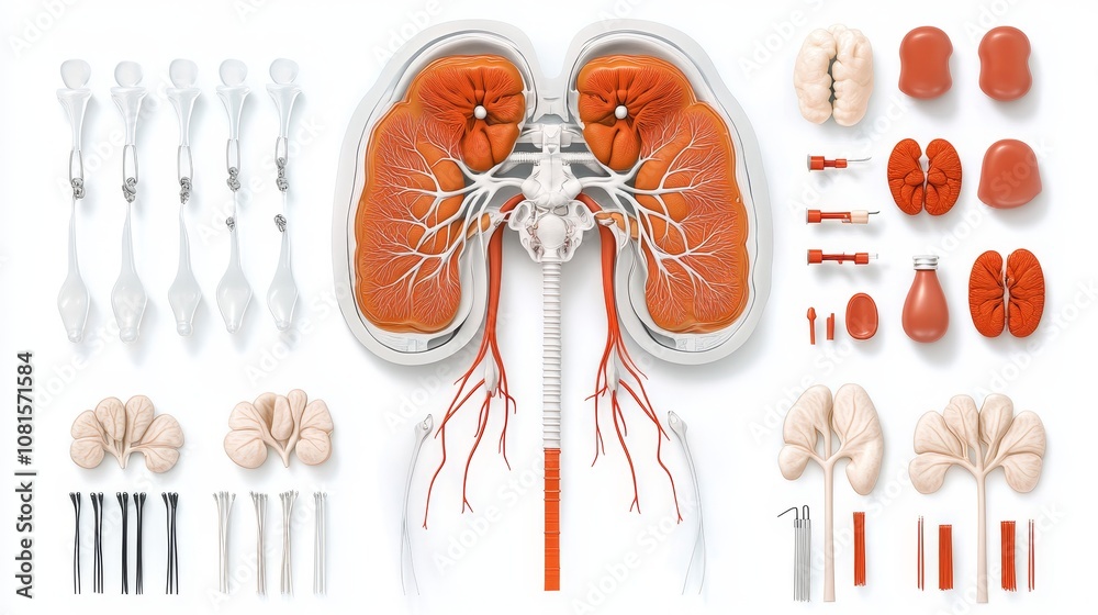 Human Kidney Anatomy 3D Medical Illustration Detailed Model Organ ...