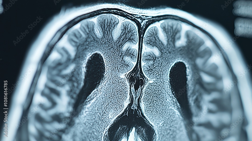 Detailed MRI Scan of the Human Brain Showing Cross-Sectional View of ...