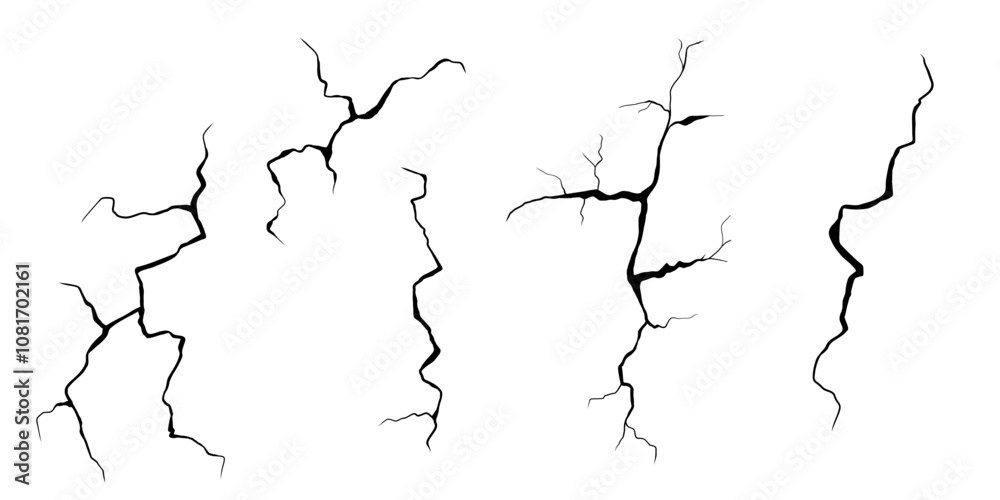 Ground cracks set. Hand drawn design element collection for topics ...