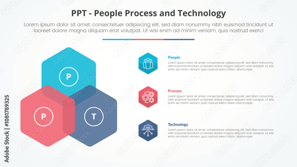 PPT framework infographic concept for slide presentation with hexagon ...