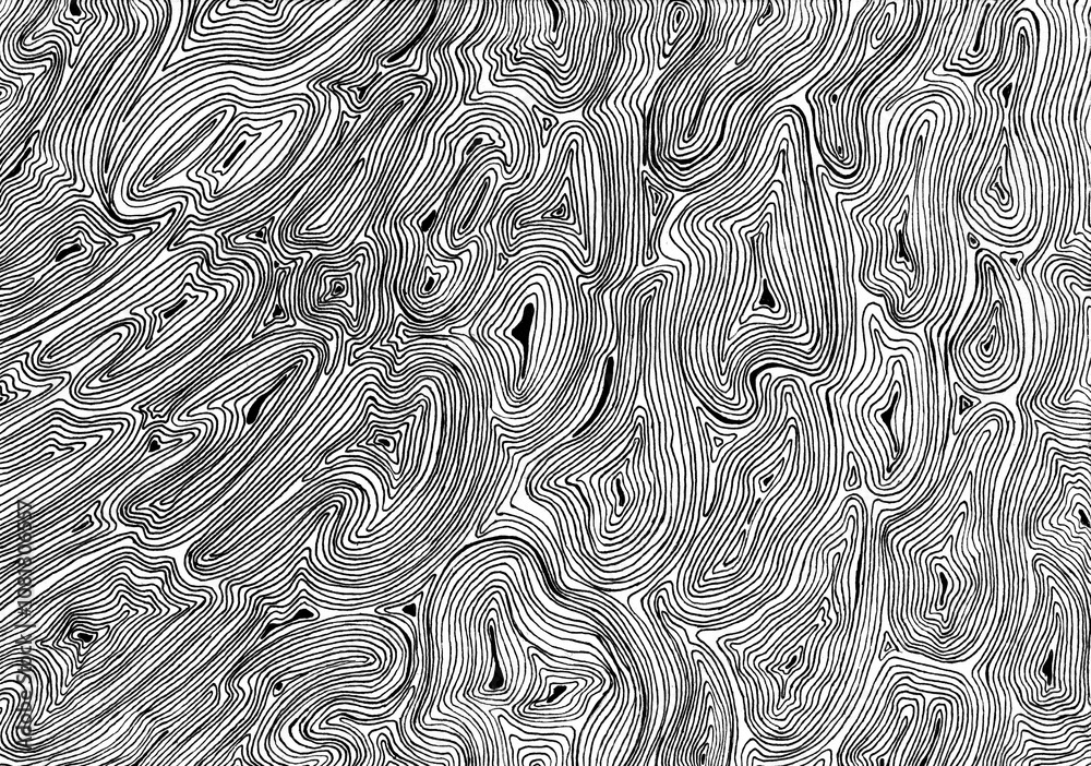 Texture background. Thin, curved black lines that flow smoothly around ...