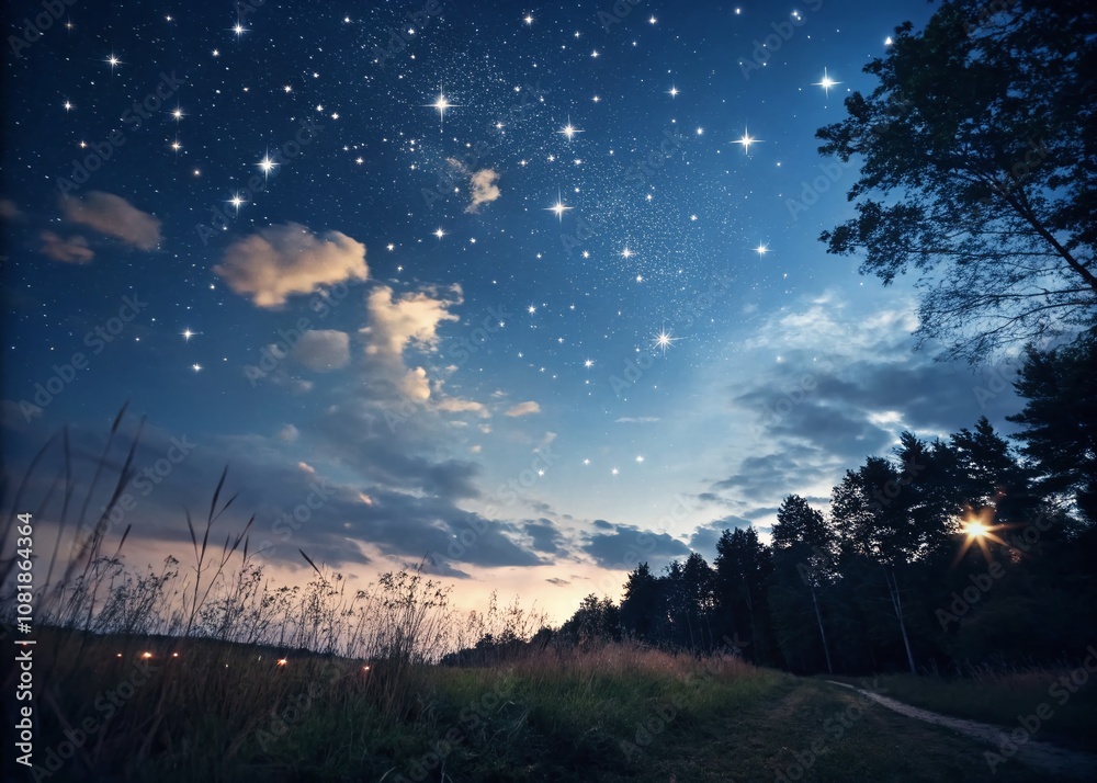 Dreamy Night Sky with Twinkling Stars in Tilt-Shift Photography Style ...