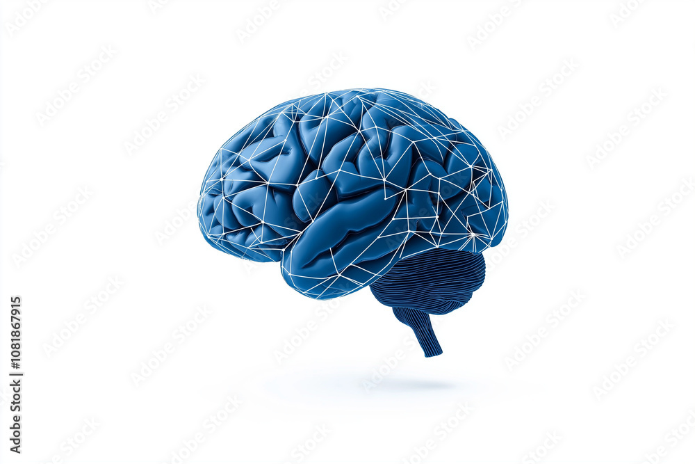 cyber digital brain, AI symbol, neural network pattern, holographic ...