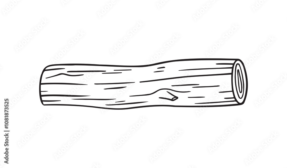 Doodle outline wooden log for camping and travel sketch. Hand drawn ...