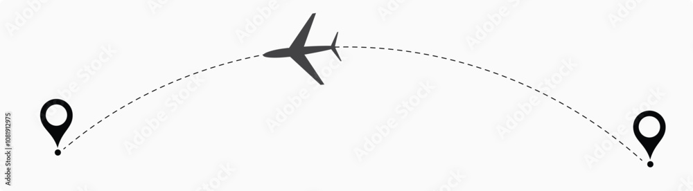plane routes dotted paths aircraft travel route start point Flight ...