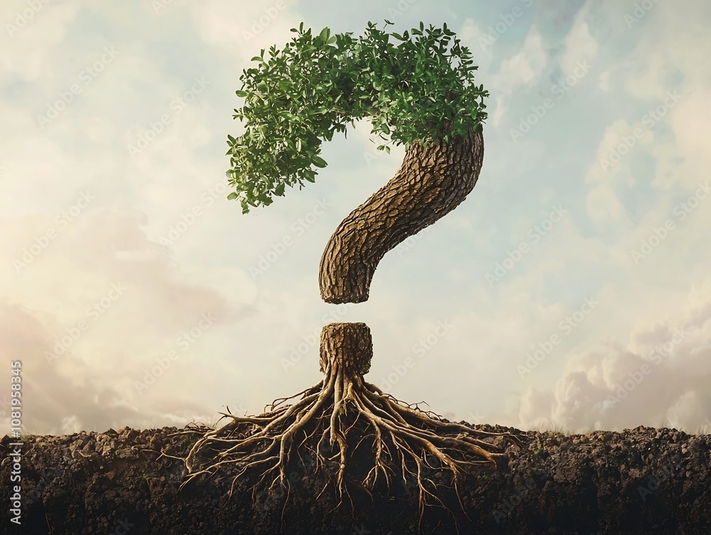 Intertwining Tree Roots Forming a Symbolic Question Mark Symbolizing ...