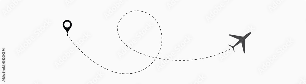 Airplane line path route travel vector concept. Plane path set. Travel ...