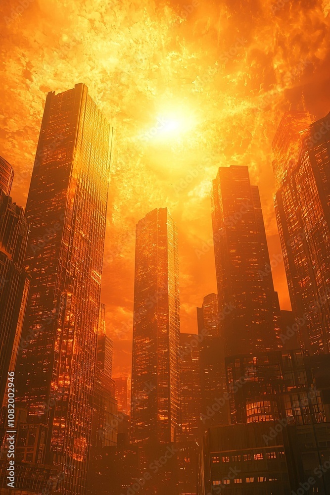 Global warming and climate change. chart of forecasted temperature rise ...