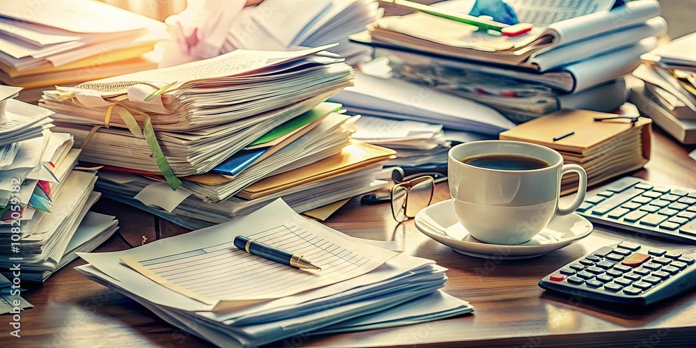 Organizing financial documents by sorting bills and papers, ensuring a ...