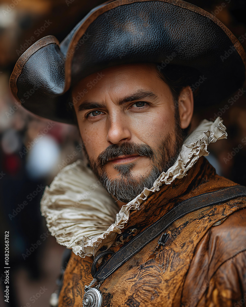 A medieval reenactor dons an authentic costume featuring modern ...