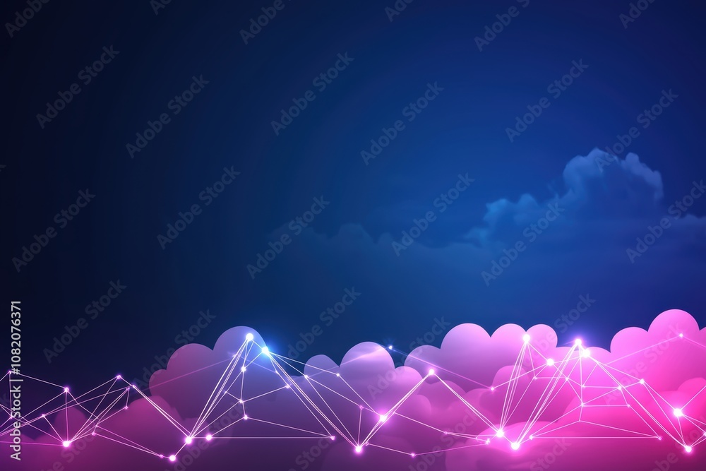 High-tech representation of cloud data hubs connected globally ...