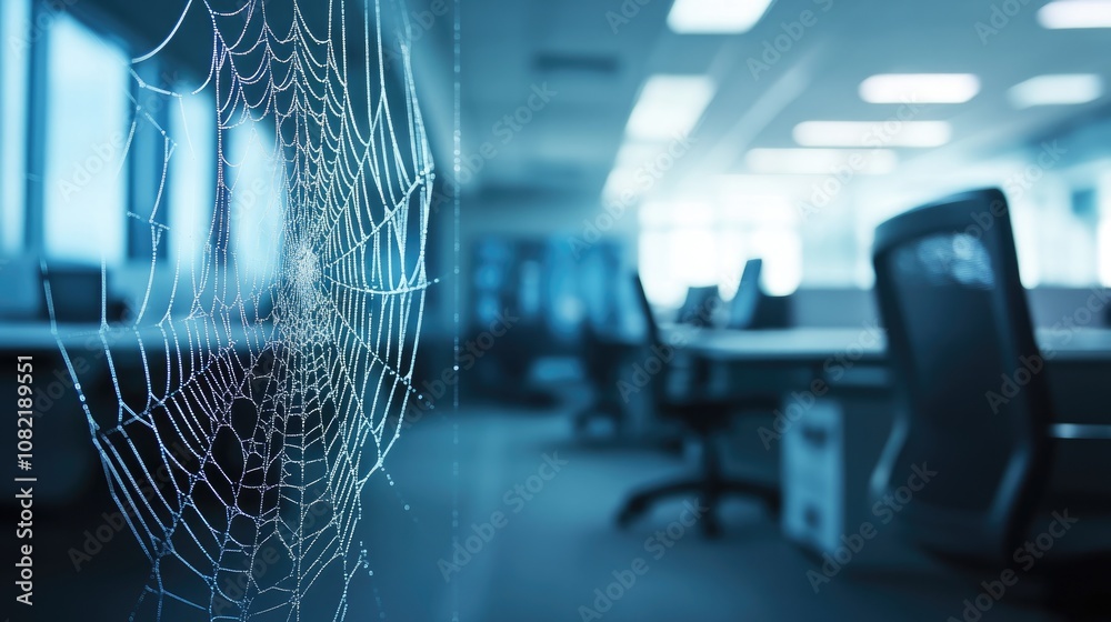 Empty office space adorned with spider webs reflects workforce ...