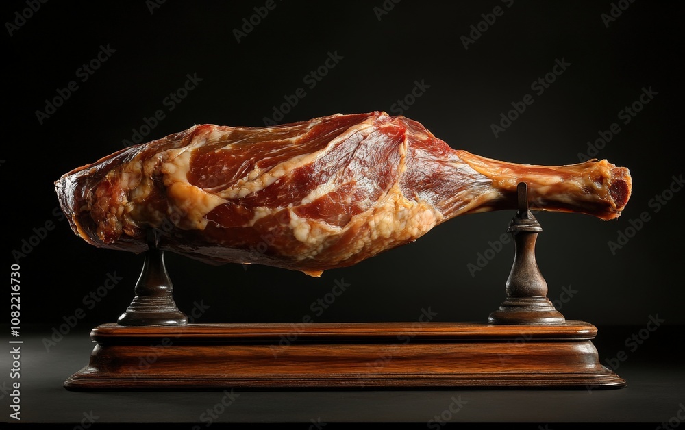 Jaman Iberico Leg on Stand Whole jaman iberico leg displayed on a ...