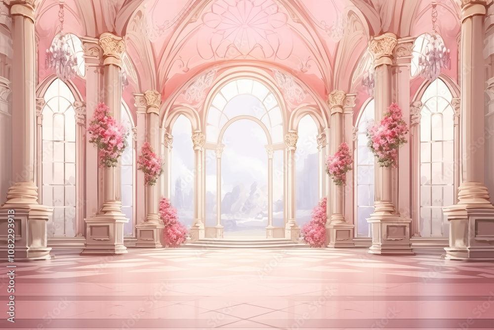 Palace interior background castle hall Stock Illustration | Adobe Stock