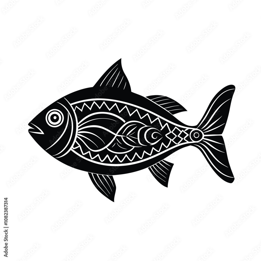 Hilsa, hilsha, ilisha design, labeled line art and linocut vector ...