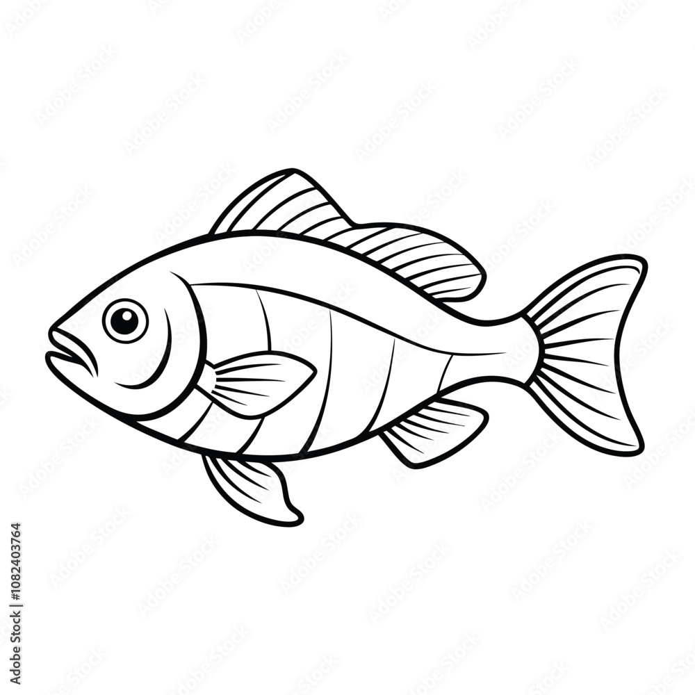 rui, rohu fish vector design, labeled line art and linocut silhouette ...