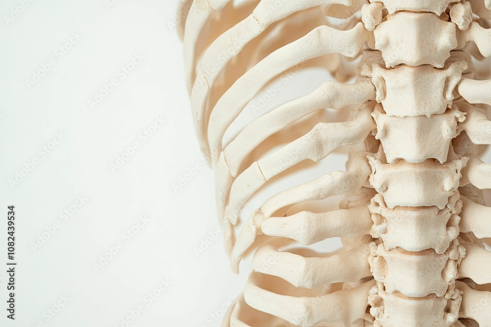 anatomy skeletal concept, A close-up of a human ribcage model ...