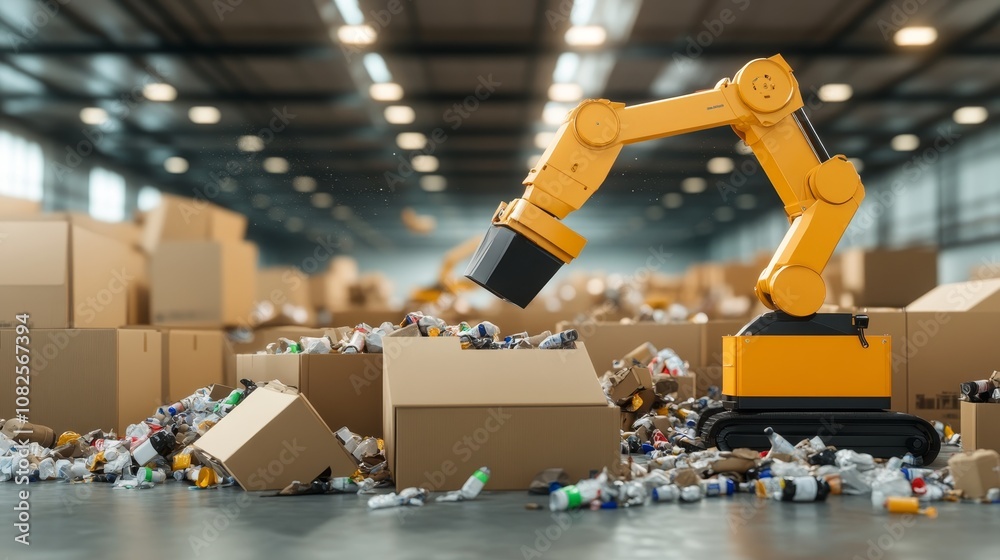 Ilustración de Stock Robotic arms separating and sorting waste for ...